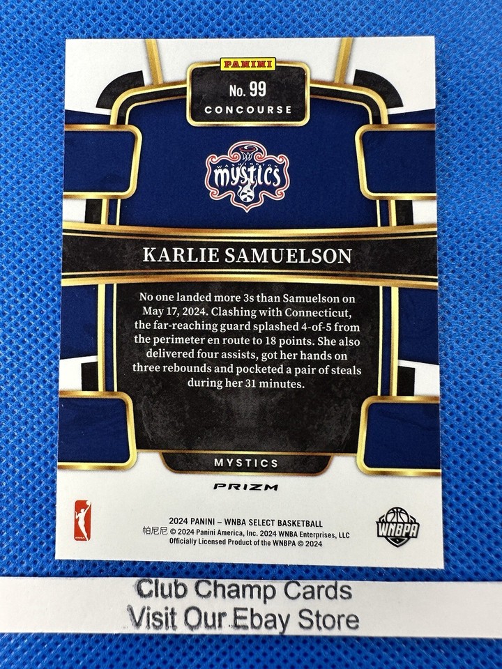 2024 #99 Karlie Samuelson Panini Select WNBA Concourse Flash Prizm ...