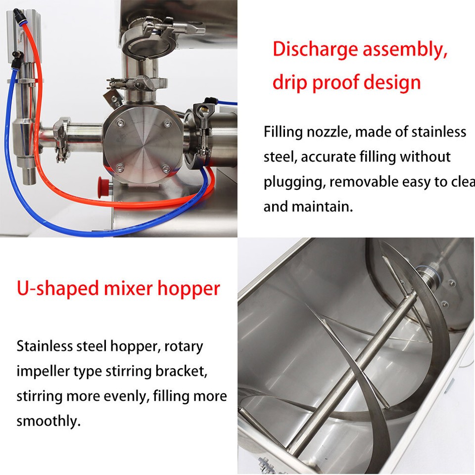 Paste Filling Mixing Piston Filler Machine w/Horizontal Mixing Hopper ...