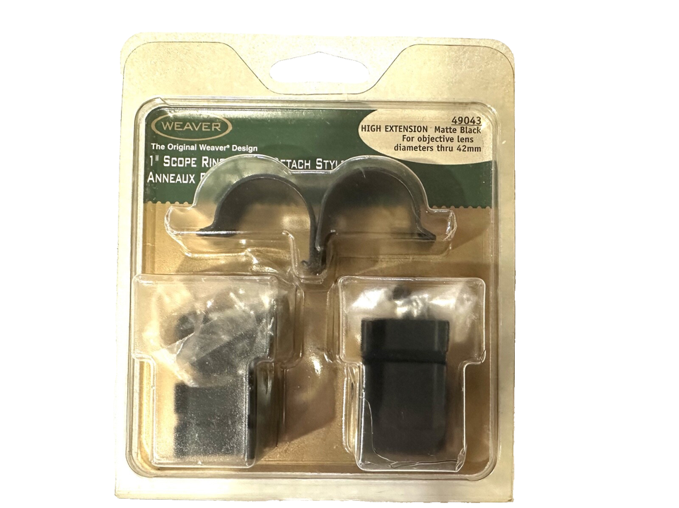 Weaver 49043 1" Scope Rings, Quick Detach, High Extension, Matte Black ...