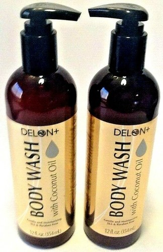 (2 Pack) DELON+ BODY WASH with Coconut Oil, wih Pump - 12 oz each ...