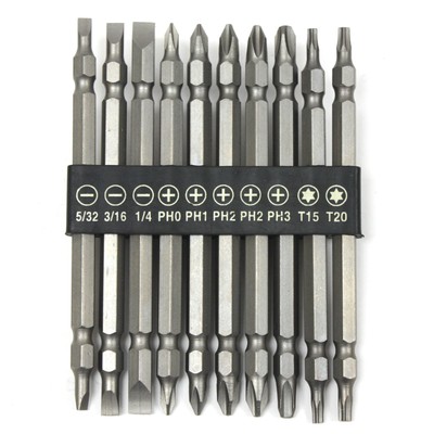 10 pc 110mm Double End Bits Set Flat Head Phillips Star Driver Cr-V | eBay