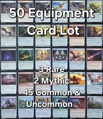 Magic the Gathering 50 Card Equipment Bundle Lot 3 Rares 2 Mythics ...