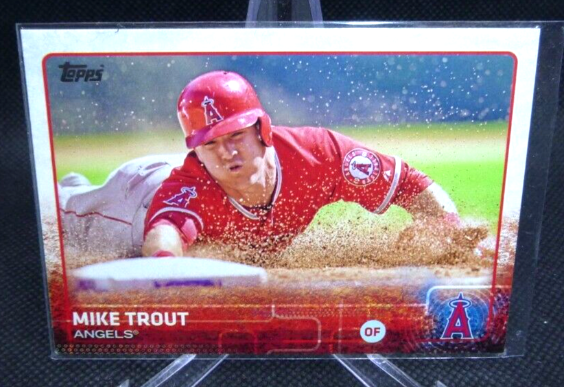 2015 Topps Series One Baseball Mike Trout Sliding Bases Card #300 ...