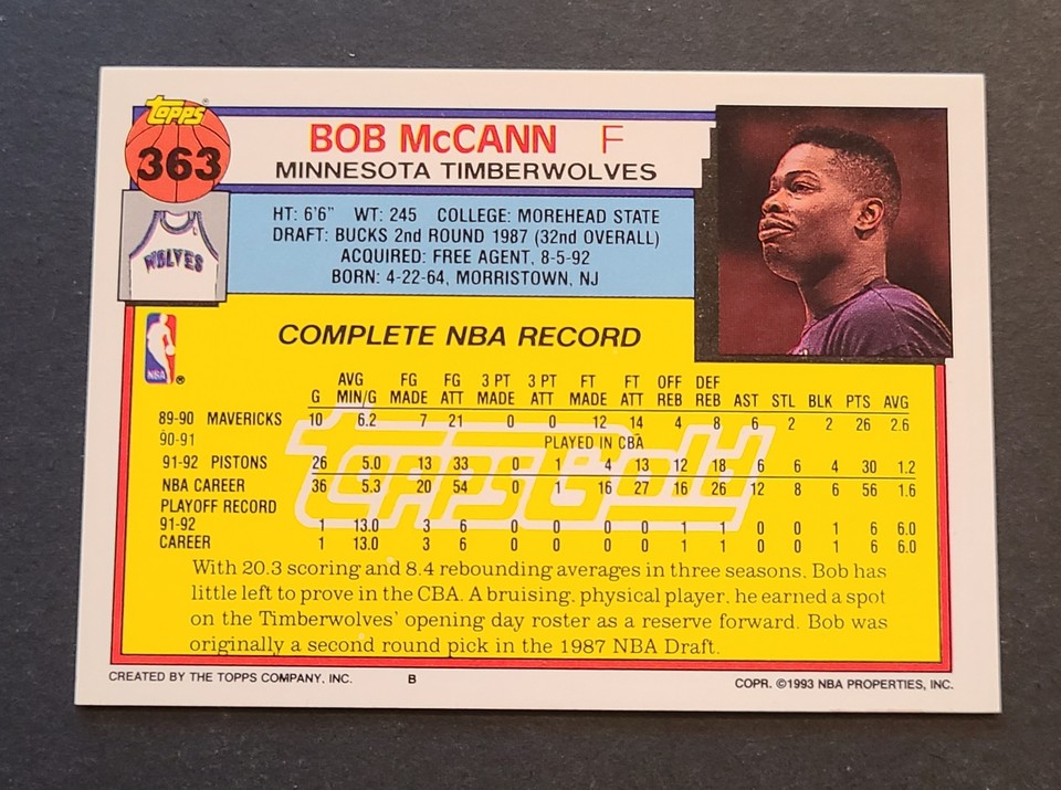 1992 Topps #363 Bob McCann Gold MINT | eBay