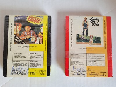 NEW RARE Lot of 2 Curly Ray Cline AUTOGRAPHED 8 Track Tapes SIGNED 1977 ...