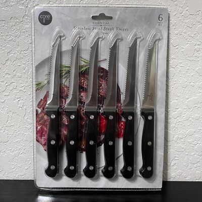 Core Kitchen Home Essential Stainless Steel Steak Knives 6 Piece Set 4. ...