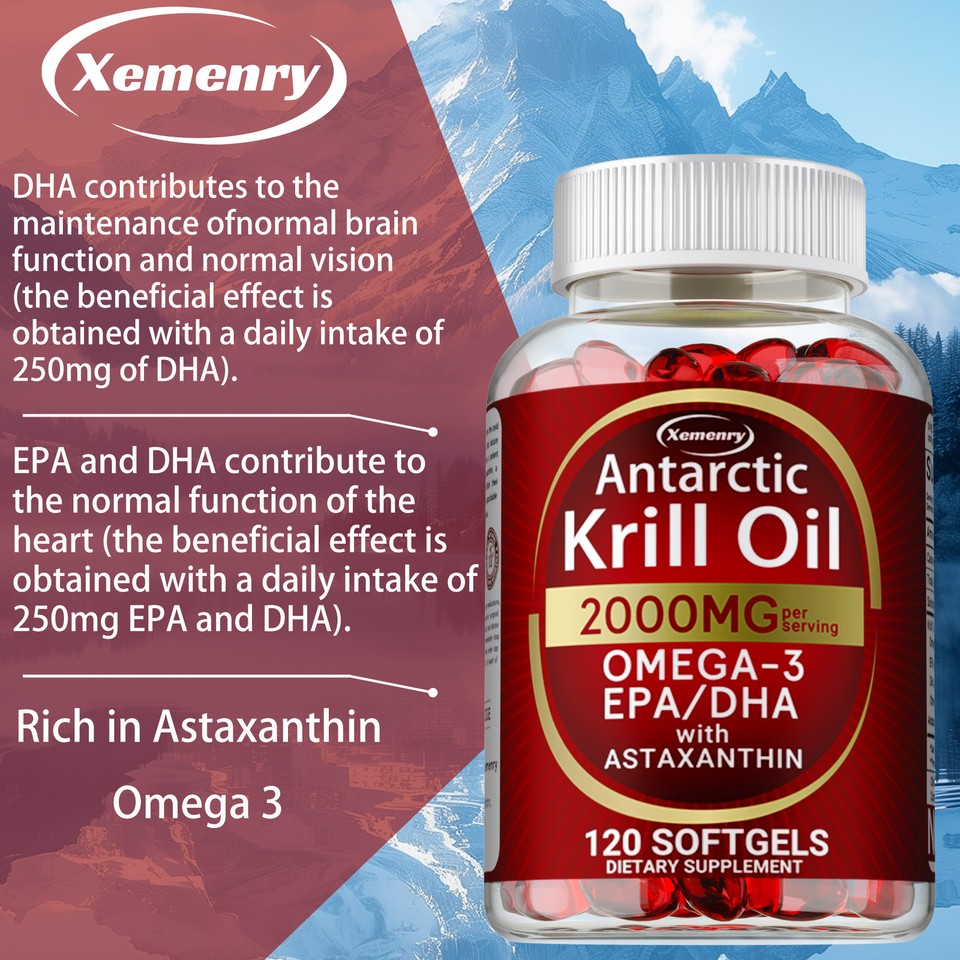 Antarctic Krill Oil - Omega-3 EPA, DHA, Astaxanthin, Memory Support ...