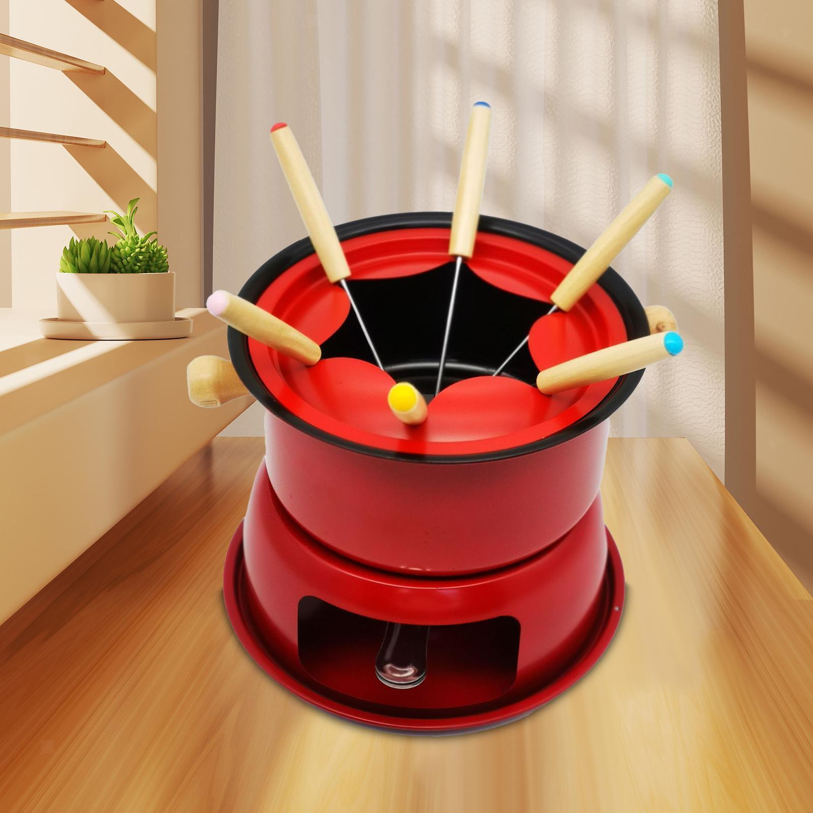 Cast Iron Fondue Pot Set Stable Lightweight Chocolate Fondue Mug Small ...