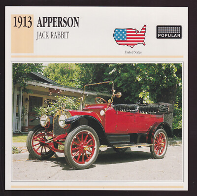 1913 Apperson Jack Rabbit USA American Car Photo Spec Sheet Info Stat ...