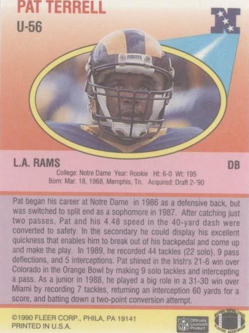 1990 Fleer Update Pat Terrell #U-56 for sale | eBay