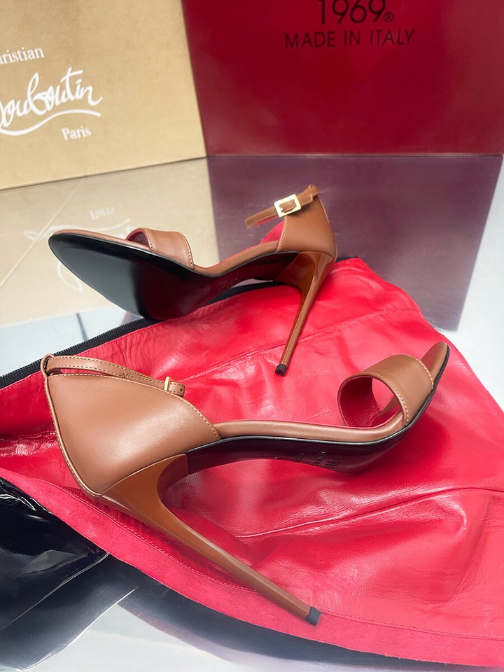 1969 MADE IN ITALY Z04 SANDALS ICONIC PIGALLE HIGH HEELS BROWN LEATHER ...