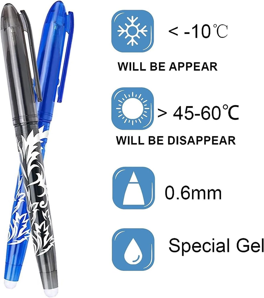 8Pcs Erasable Pens - Black & Blue Friction Pens with 0.7Mm Point ...