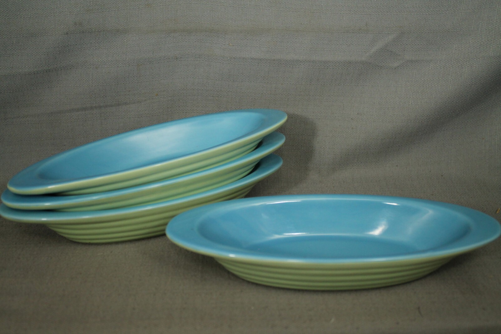 set of four Trisa Blue Green Ice cream Sunday Banana Split oblong ...