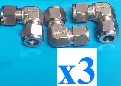 x3 NEW Swagelok SS-810-9 Tube Fitting, Union Elbow, 1/2 in. Tube OD 3pc ...