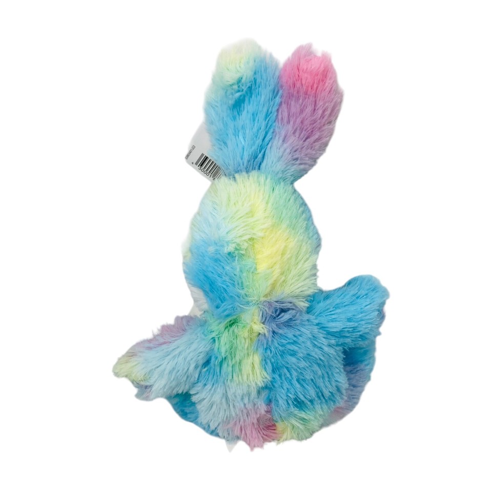 Easter Plush Soft RAINBOW / BLUE BOW STUFFED BUNNY RABBIT 10" h by 7"w ...