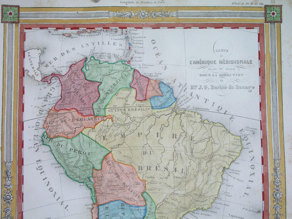1850 ORIGINAL MAP SOUTH AMERICA ARGENTINA PATAGONIA CHILE COLOMBIA PERU ...