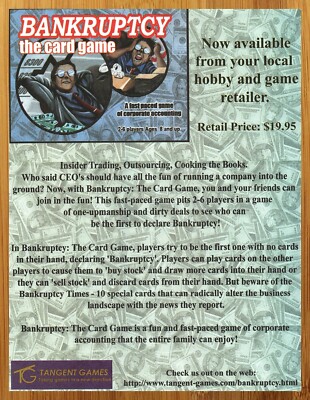 2007 Bankruptcy The Card Game Vintage Print Ad/Poster Tangent TCG CCG ...