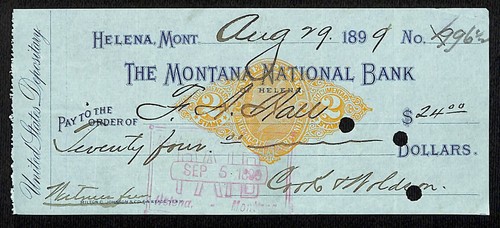 Montana National Bank of Helena 1899 Bank Check RN | eBay