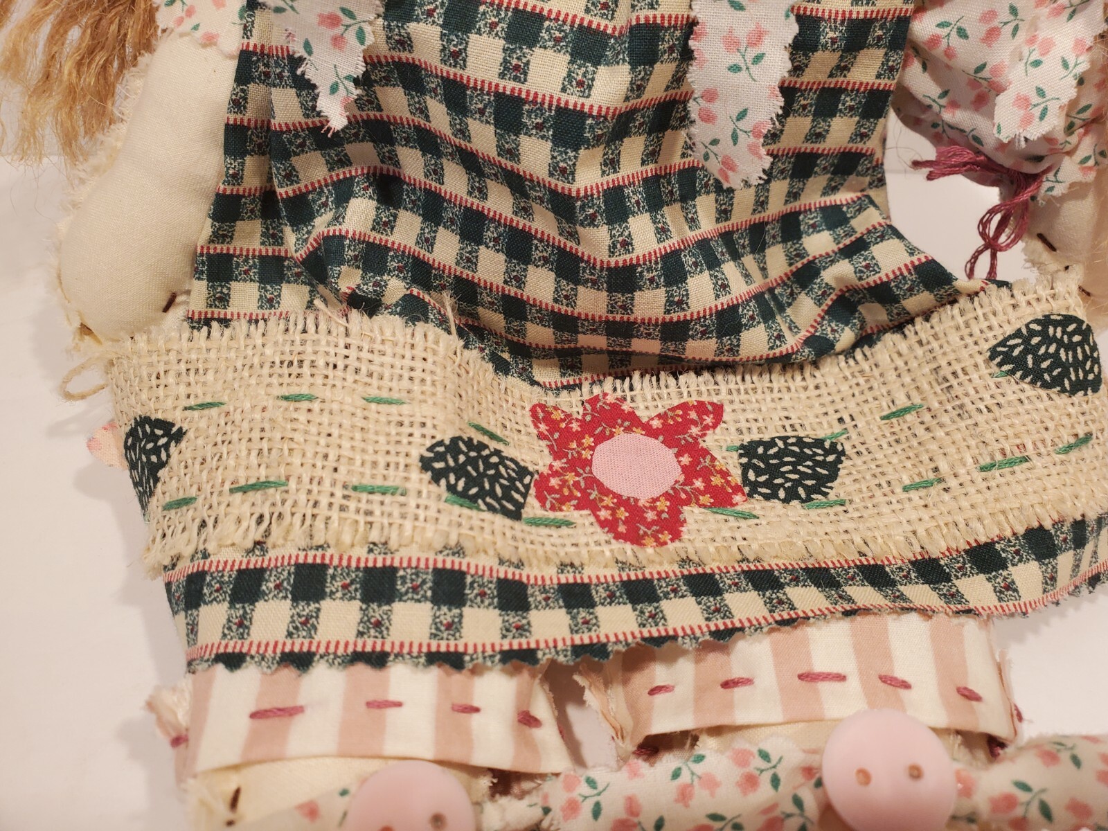 Vintage Handmade Ragdoll Country Rustic Girl Gingham Decor | eBay