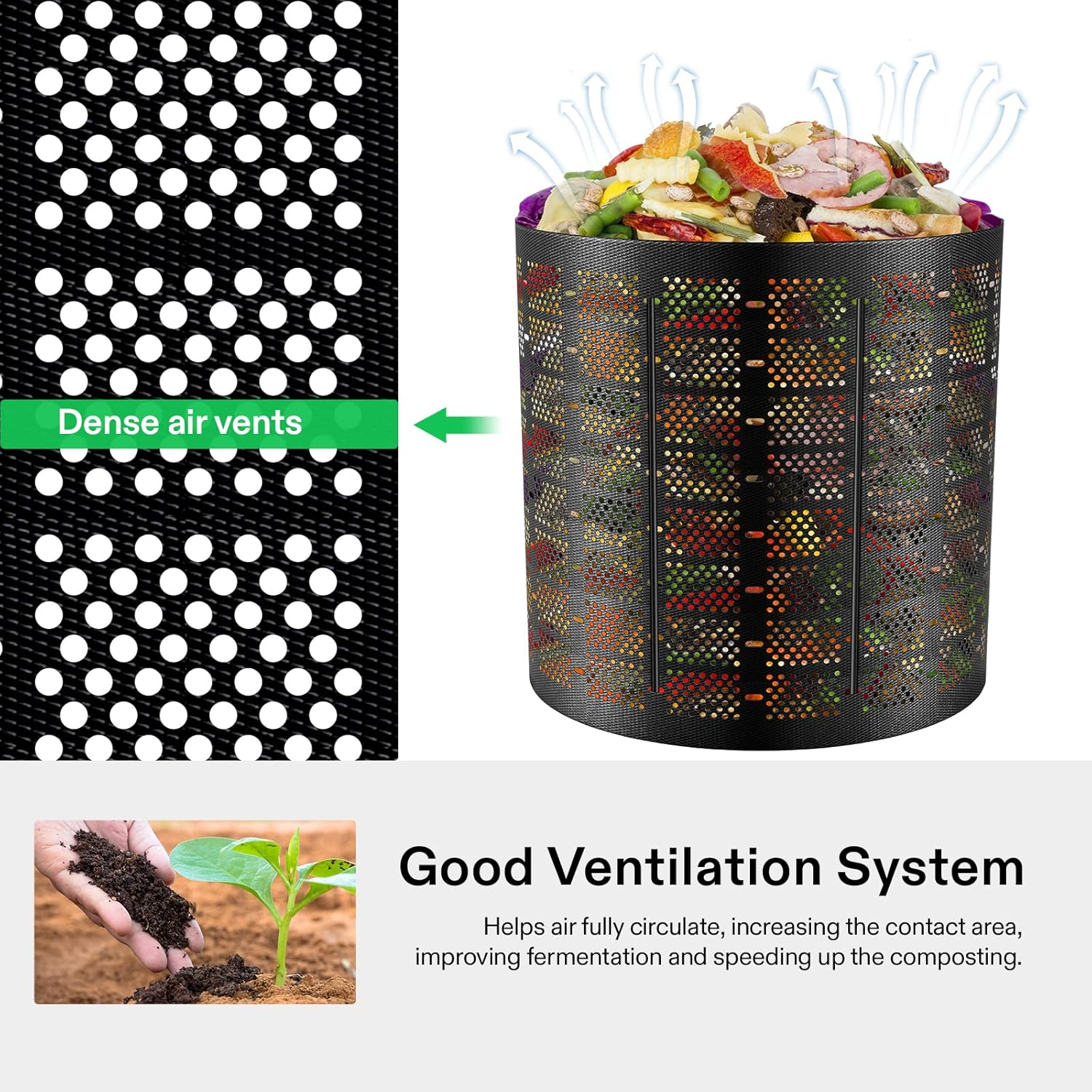VIVOSUN 500 Gallon Outdoor Compost Bin, Expandable Composter, Easy to ...