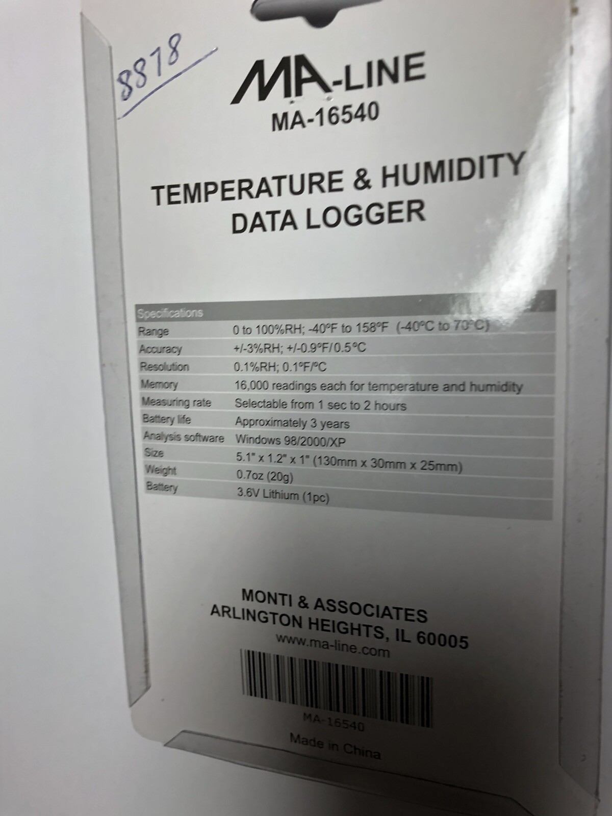 NEW MA-LINE Temperature & Humidity Data Logger MA-16540 NEW w/ Manual ...