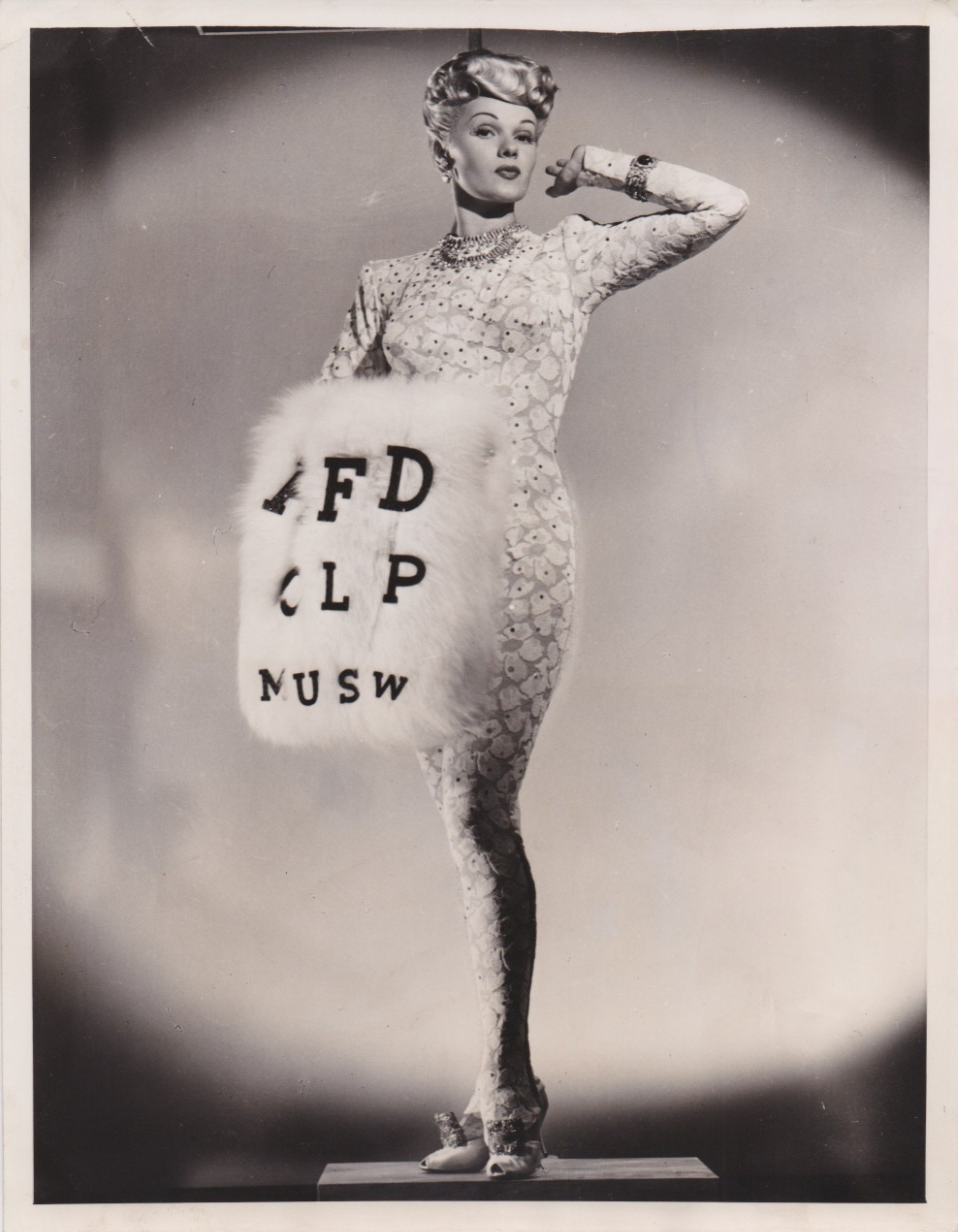 1944 Press Photo Actress Adele Jergens Models Skin-Tight Lace Body Suit ...