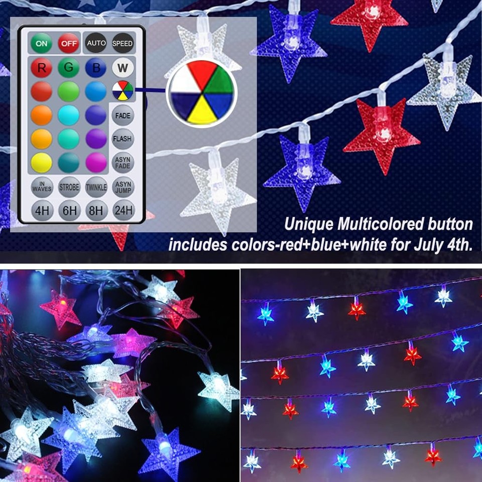 20ft Color Changing Star String Lights for Bedroom 40 LEDs Christmas ...