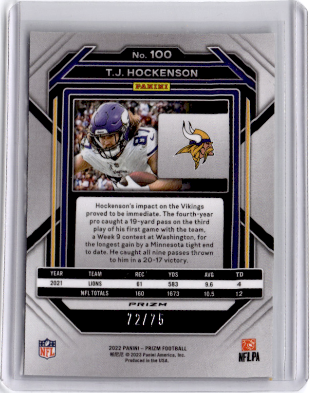 2022 Panini Prizm Green Scope Prizm /75 TJ Hockenson #100 | eBay