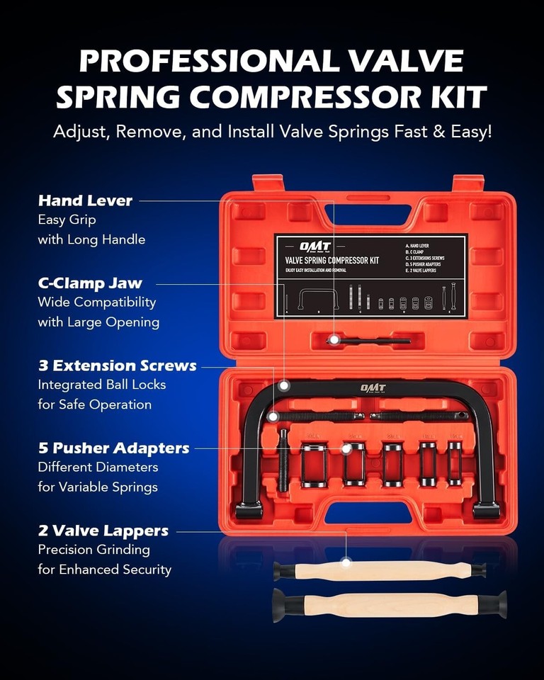 Valve Spring Compressor, 10pcs Valve Spring Removal Tool with Solid C ...