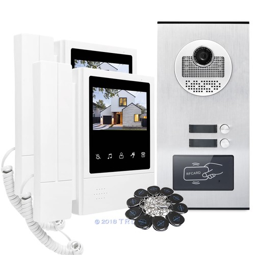4.3'' Video Intercom with Handset Monitor and Metal Case RFID DoorBell ...