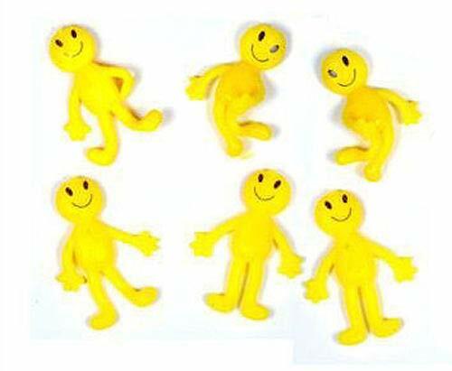 12 Stretchy Smiley Men Yellow Toys Party Bags Fillers Goody Bag Lucky ...