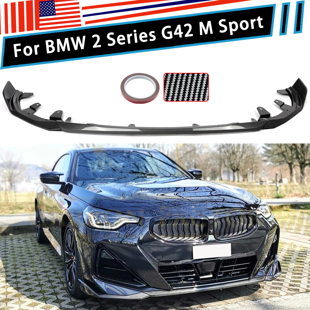For BMW G42 220i 230i M240i 2022-24 Front Bumper Splitter Lip Carbon ...