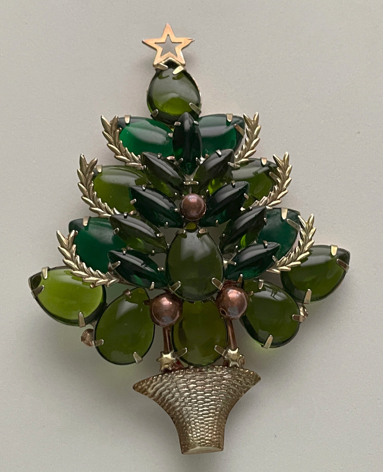 VINTAGE CHRISTMAS TREE PIN BROOCH GALE AND FRIENDS GL… - Gem