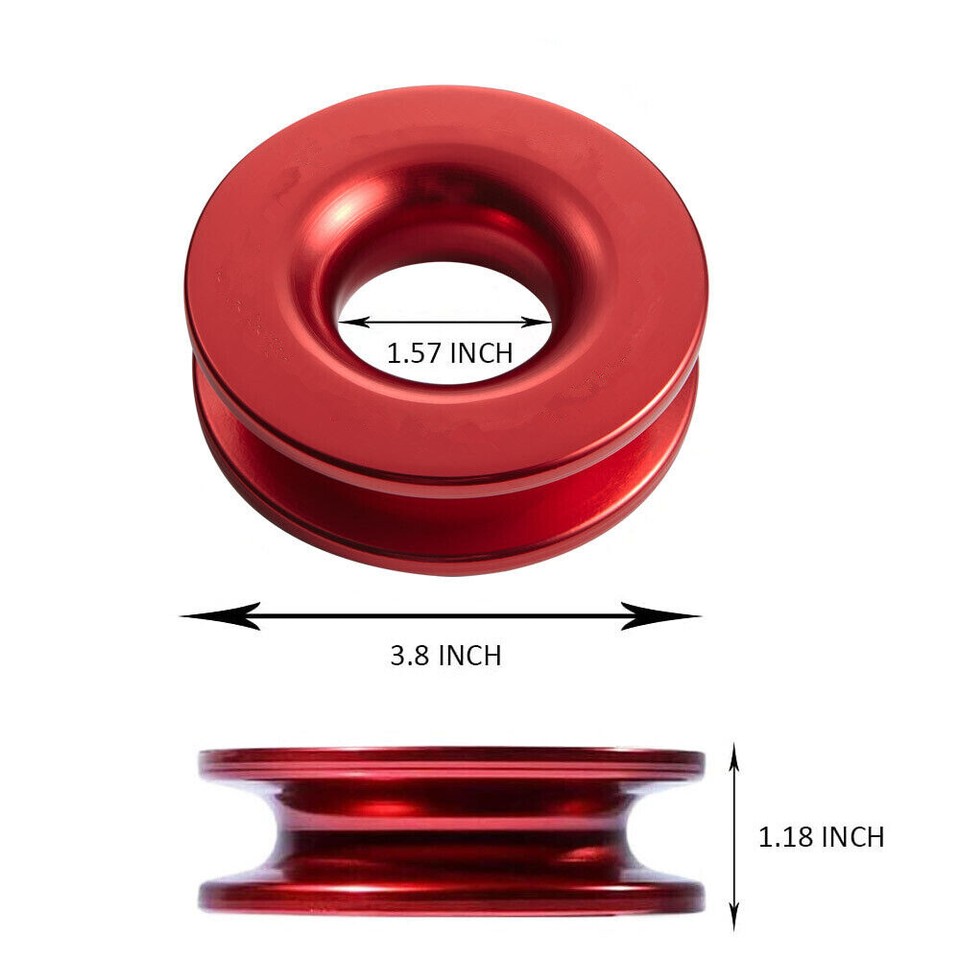Aluminum Recovery Ring Snatch Block Pulley RED For 55000 lbs Soft ...