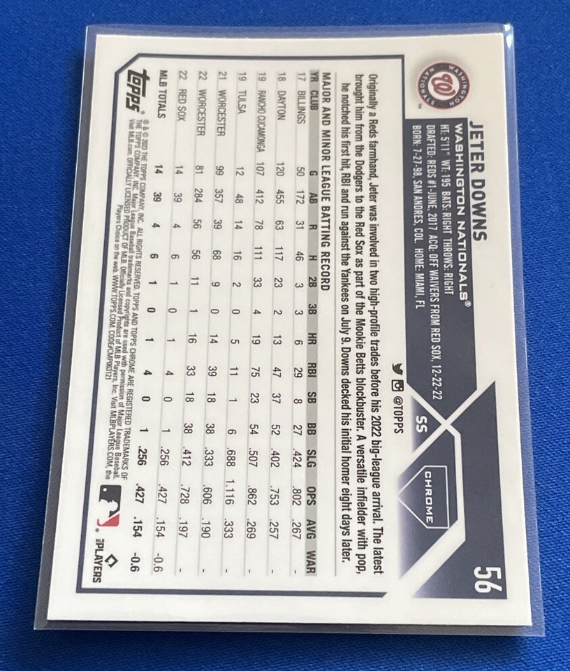 2023 Topps Chrome Baseball #56 Jeter Downs RC Washington Nationals | eBay