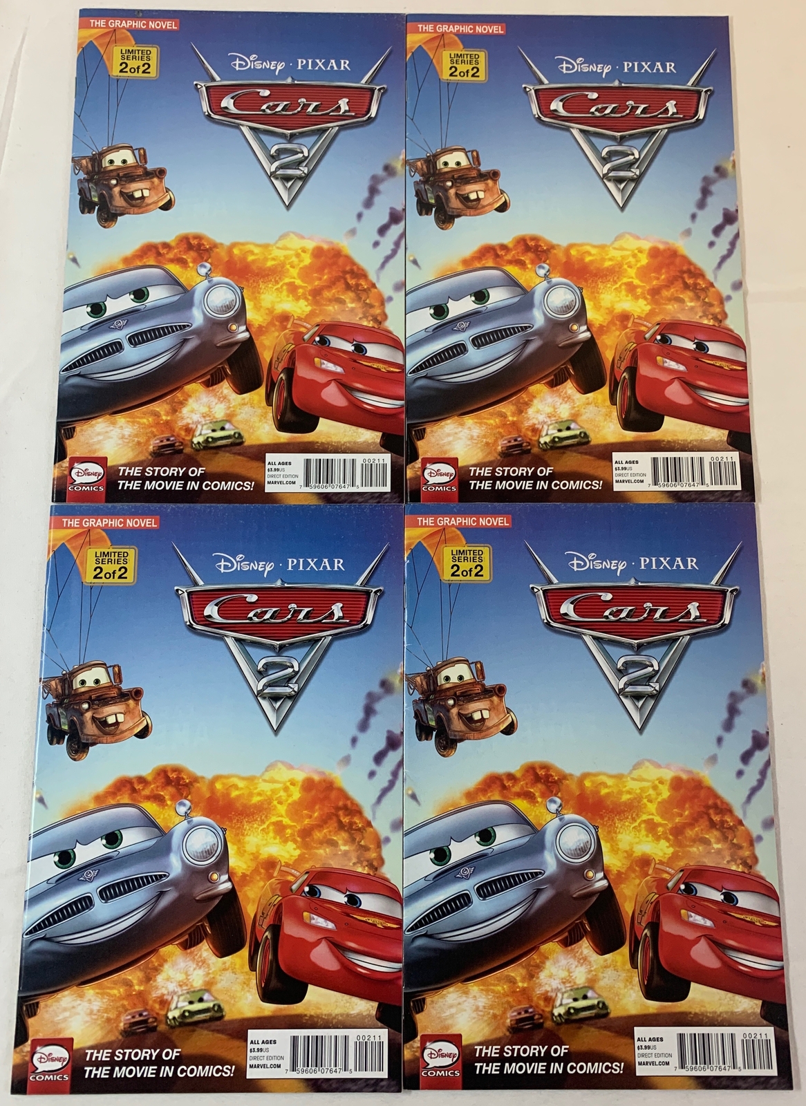 dealer's lot of four copies ~ Disney/Pixar CARS 2 #2 ~ lower to mid ...