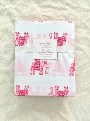 Pottery barn Kids Lilly Pulitzer Organic in Elephant Bazaar Sheet Set ...