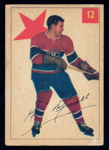 1954-55 PARKHURST Hockey #12 KENNY MOSDELL VG MONTREAL CANADIENS STAT ...