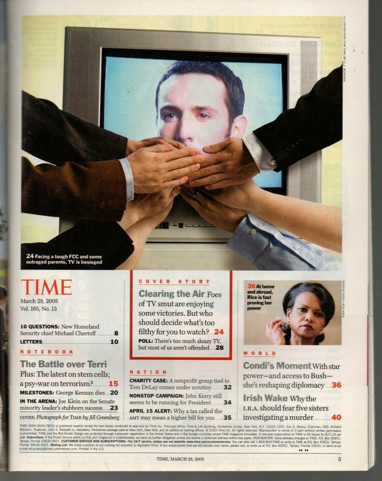 Time March 28 2005 Teri Hatcher John Kerry Condoleezza Rice Mark ...
