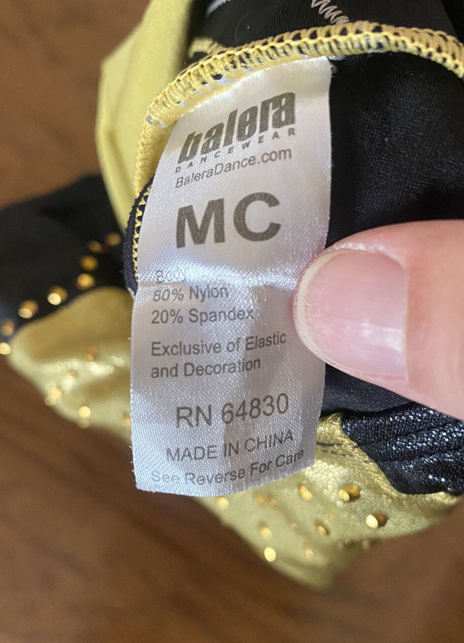 Balera Leo Leotard Dancewear Gold Black Silver Shimme… - Gem