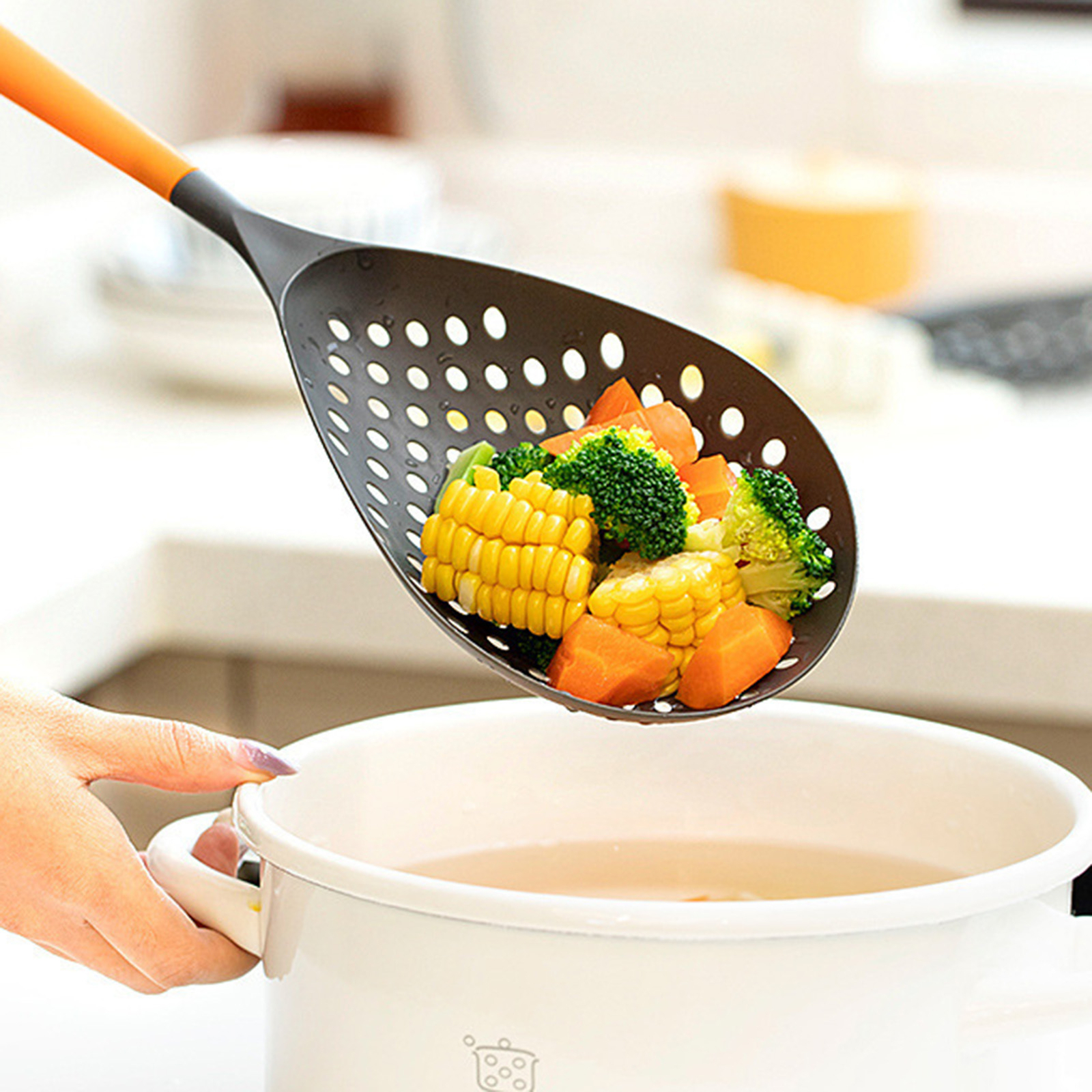 Colander Spoon Slotted Ladle Plastic Grade Strainer Ladle Kitchen Tool ...