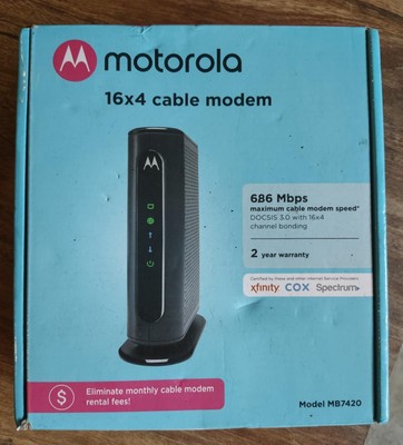 Motorola MB7420 Cable Modem + Wi-Fi Router-Black 16x4 D3.0 | eBay