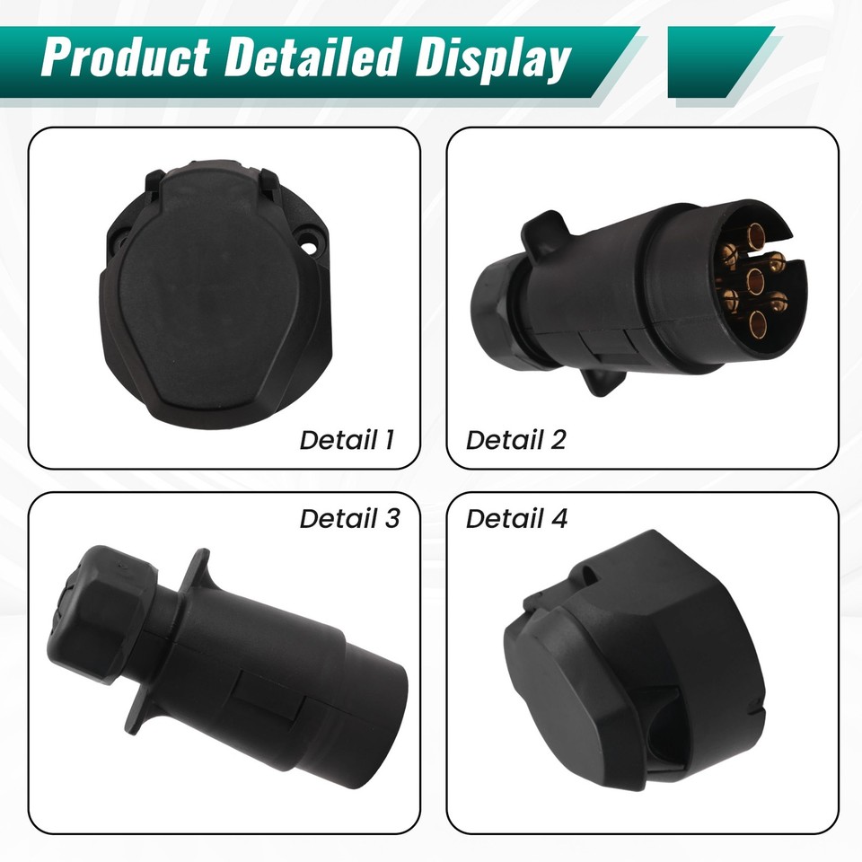 7 Pin European Trailer Socket+Plug Tow Bar Connector Adapter for Car ...