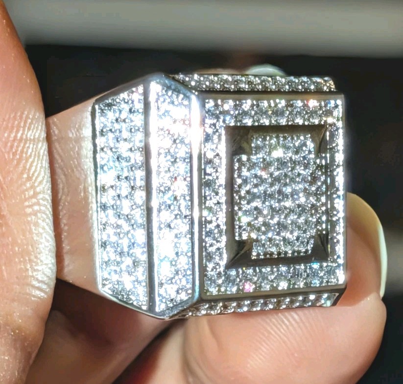 3Ct Round Cut Lab-Created Diamond Men's Engagement Ring 14K White Gold ...