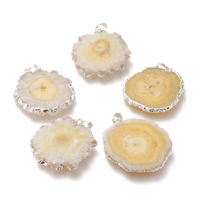 5 pcs Dyed Edge Plated Natural Druzy Solar Quartz Crystal Pendants 40 ...