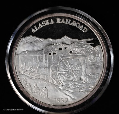 1997 Alaska Mint Alaska State Medallion 1 oz Silver Round w/ Box & COA ...