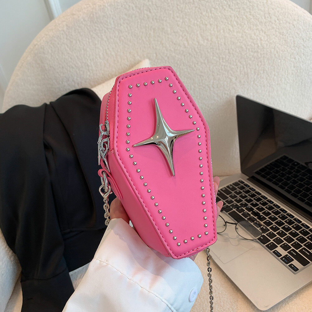 Women Crossbody Bags Cool Style Gothic Vintage Rivet Ladies Purse (Rose ...