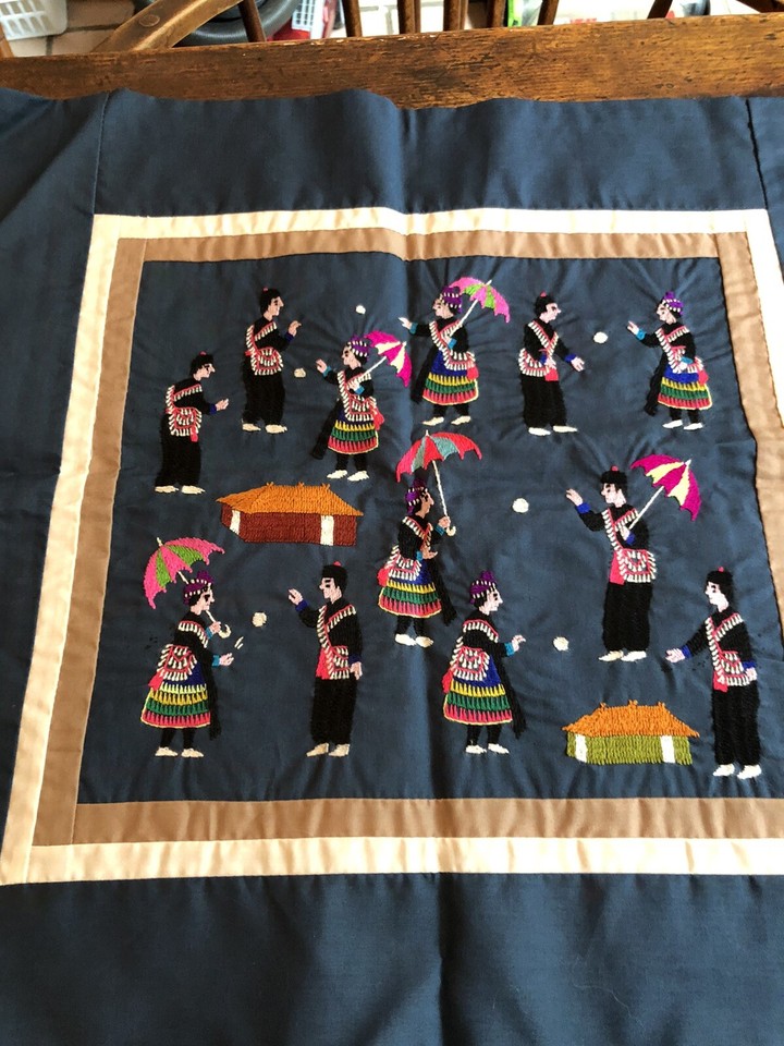 MEDIUM HMONG STORY CLOTH DEPICTING NEW YEARS CELEBRATION | eBay