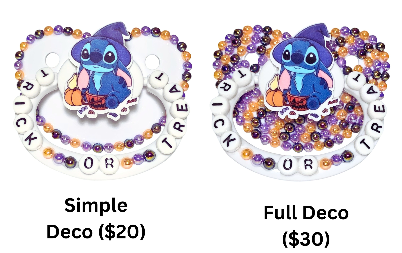 Baby Bear Pacis Adult Pacifier "Trick Or Treat" White Stitch Halloween ...