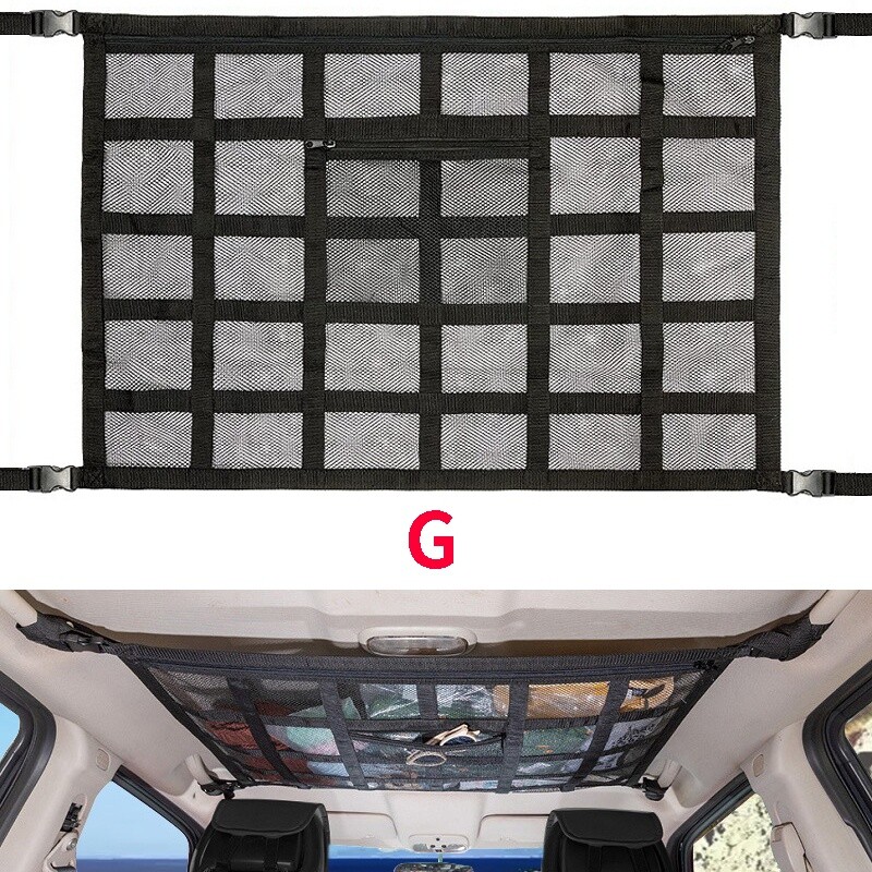 1x Car Roof Storage Net Zip Organizer Mesh Double-deck Vehicle Ceiling ...